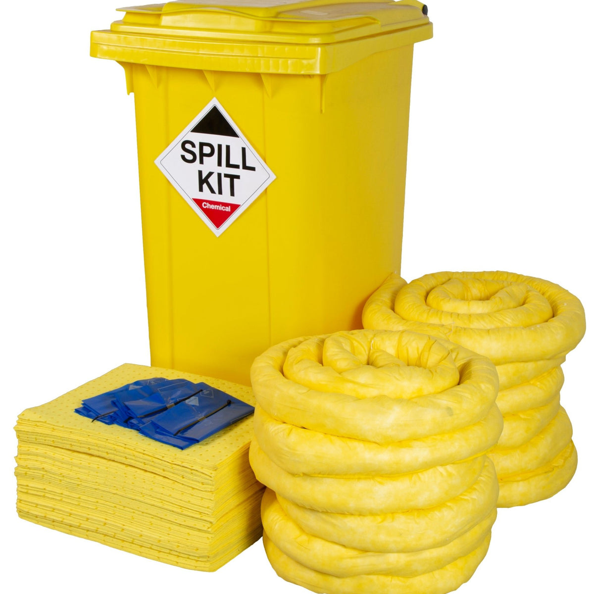 Hazkit Buy Chemical Spill Kit Yellow Wheelie Bin - Treats 360 Litres