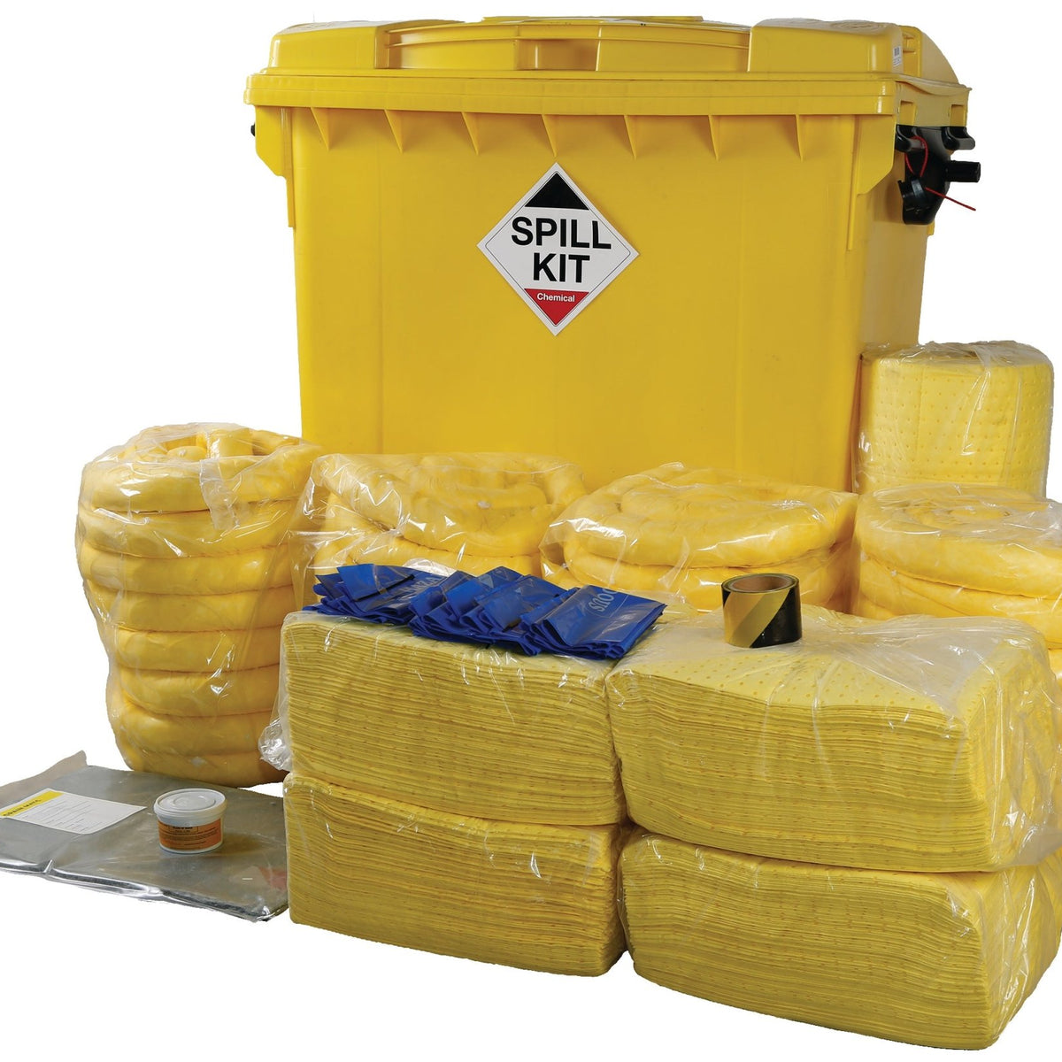 Hazkit Buy Industrial Chemical Spill Kit in Wheeled Bin - Treats 800 Litres